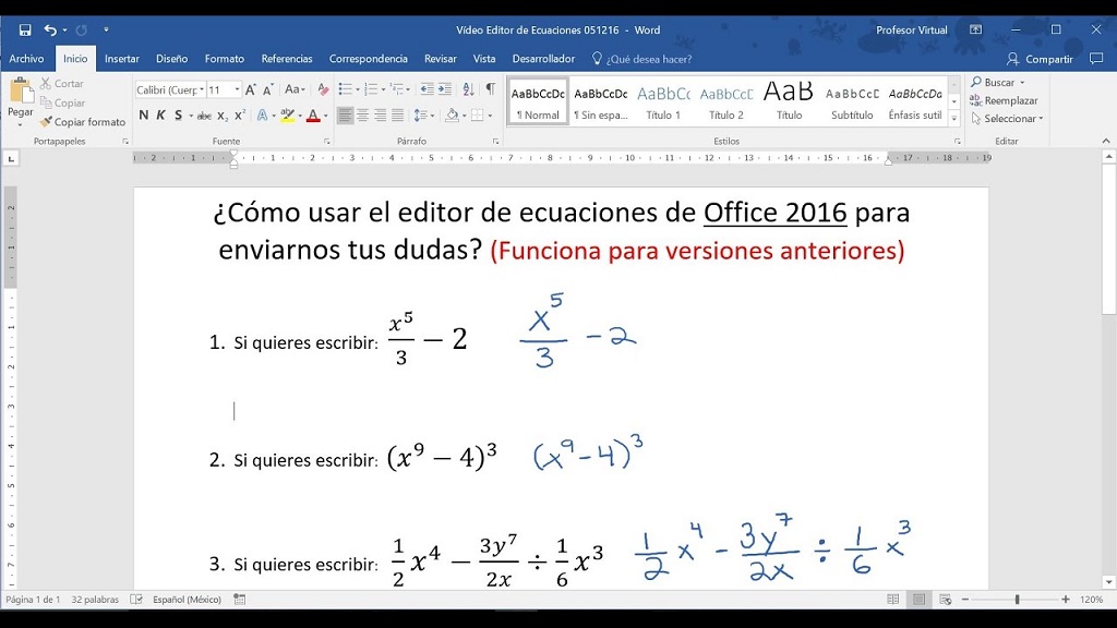 Cómo Insertar o Escribir Ecuaciones y Fórmulas Matemáticas en Word ...